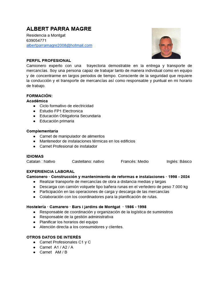 Curriculum Albert Parra Magre | PDF