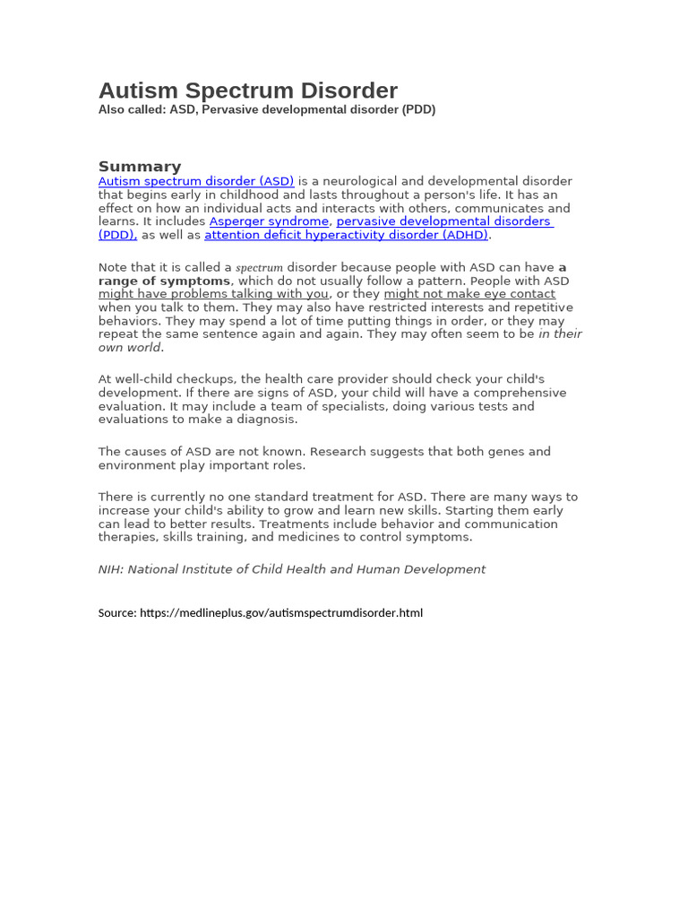 01 Autism Spectrum Disorder | PDF