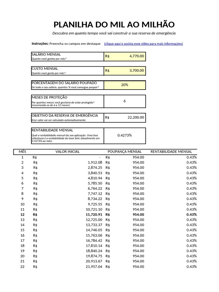Planilha Do Mil Ao Milhao | PDF