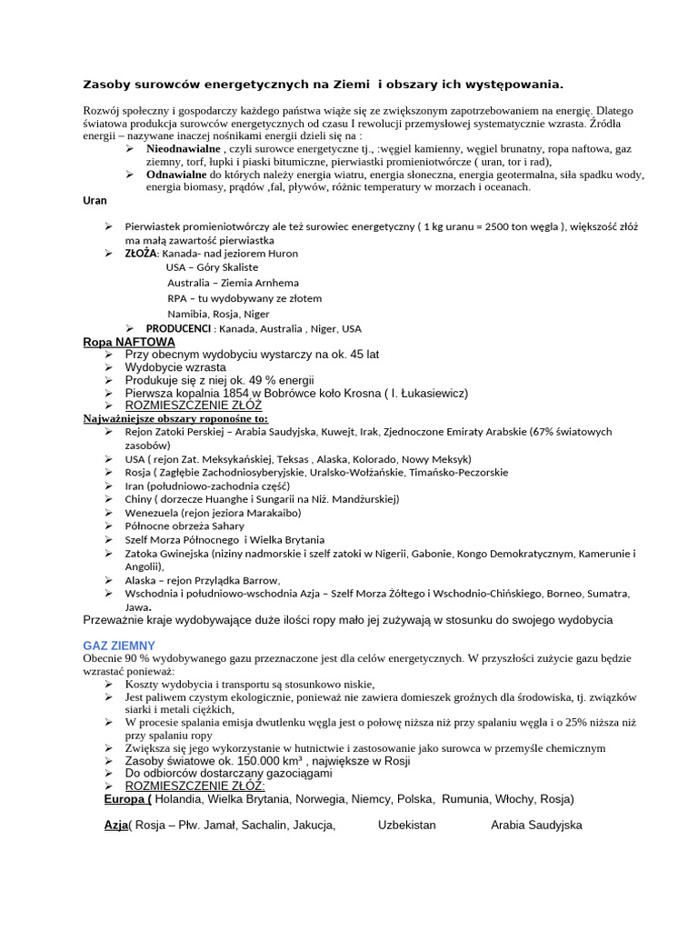 Notatka Geografia | PDF
