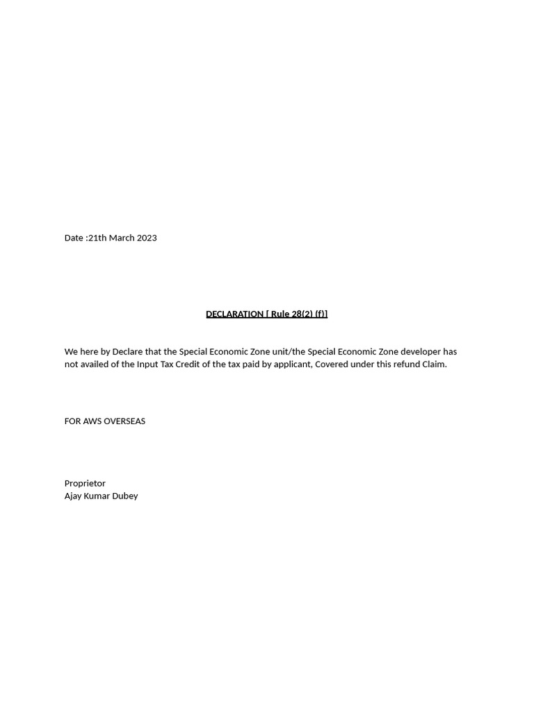 Declaration for refund | PDF | Taxes | Government