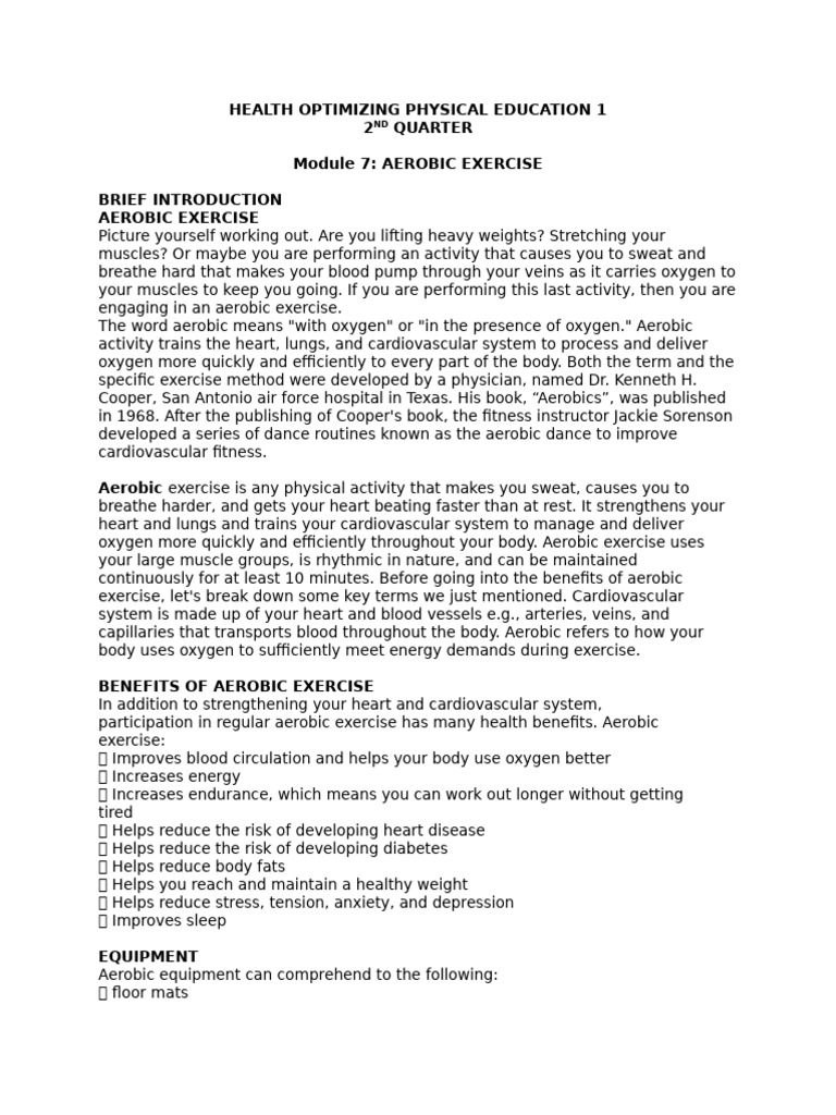 Q2-MODULE-7-HOPE-1 | PDF | Aerobic Exercise | Heart Q2-MODULE-7-HOPE-1 | PDF | Aerobic Exercise | Heart