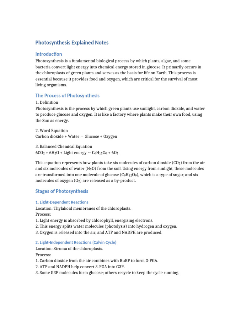 Understanding Photosynthesis Process | PDF