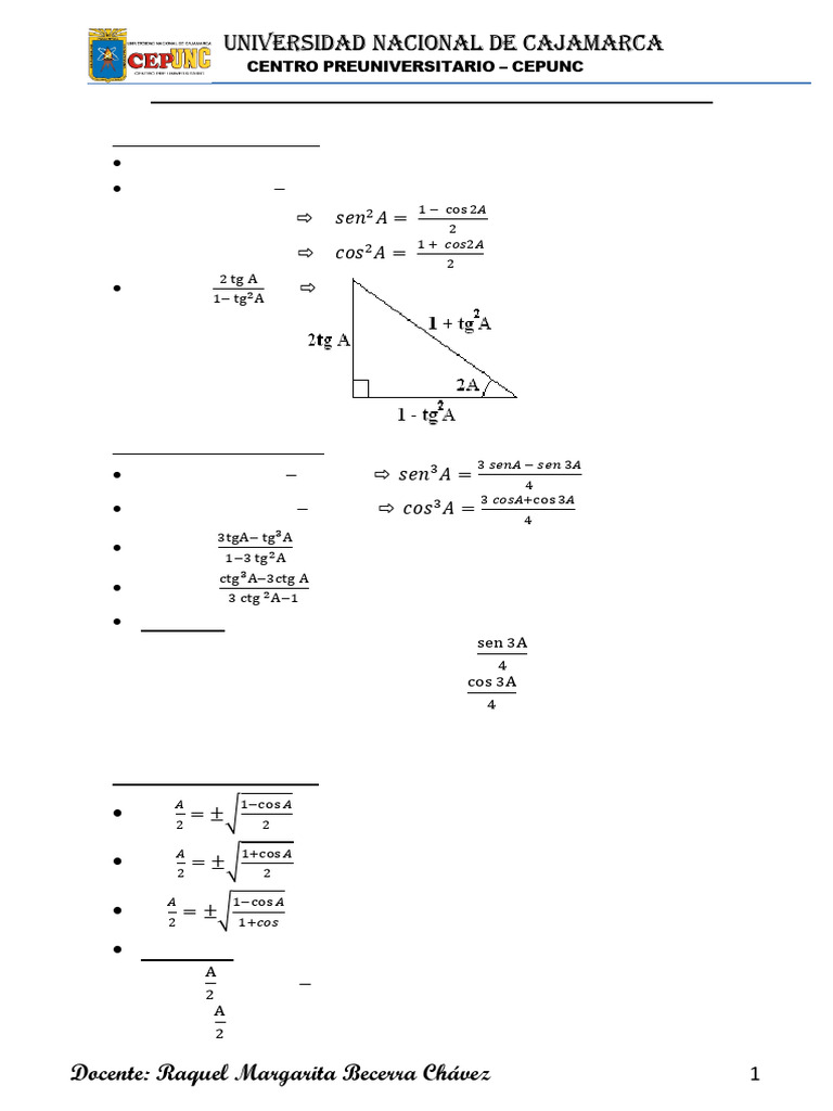 9) Ident. Trig. Del Ángulo Múltiple C-03-2024 | PDF | Geometría Elemental | Trigonometría