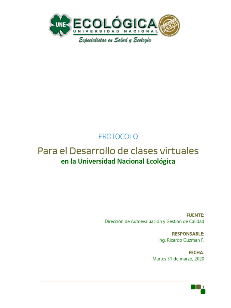 Protocolo Clases Virtuales UNE | PDF | Salón de clases | Enseñando