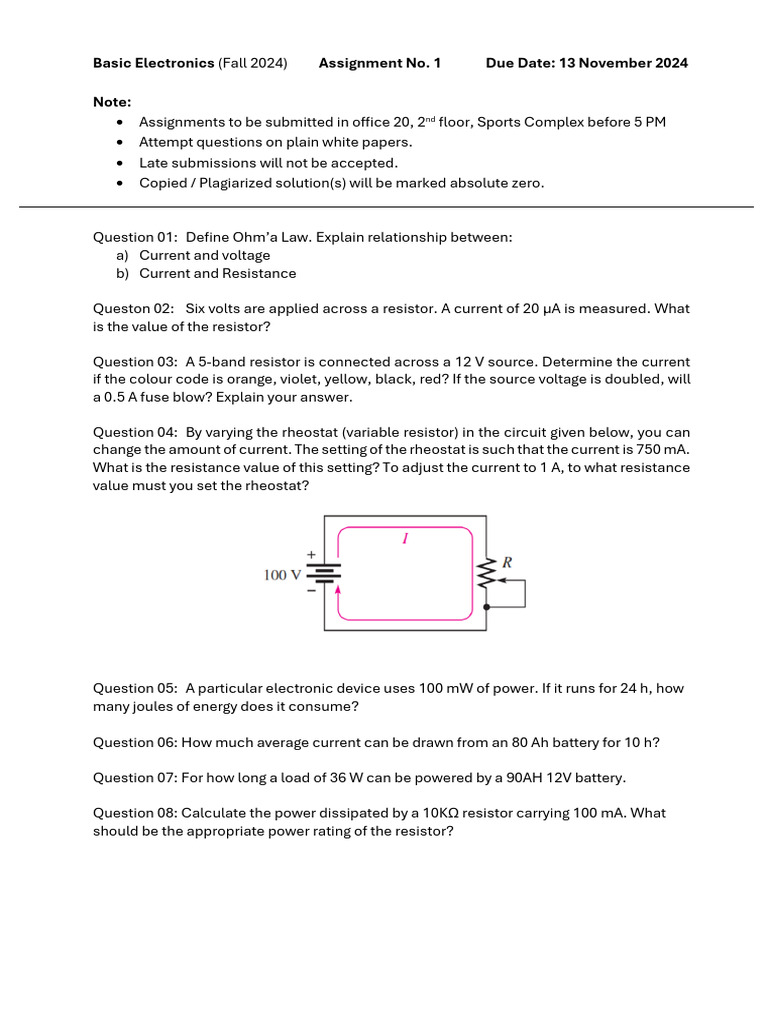 BE - Assignment 1 - Fall24 | PDF