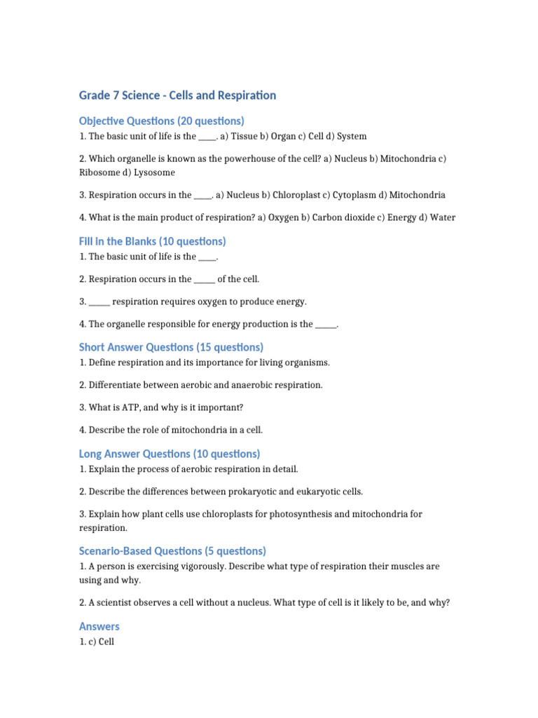 Grade7_Science_Cells_Respiration_Complete_Final (1) | PDF