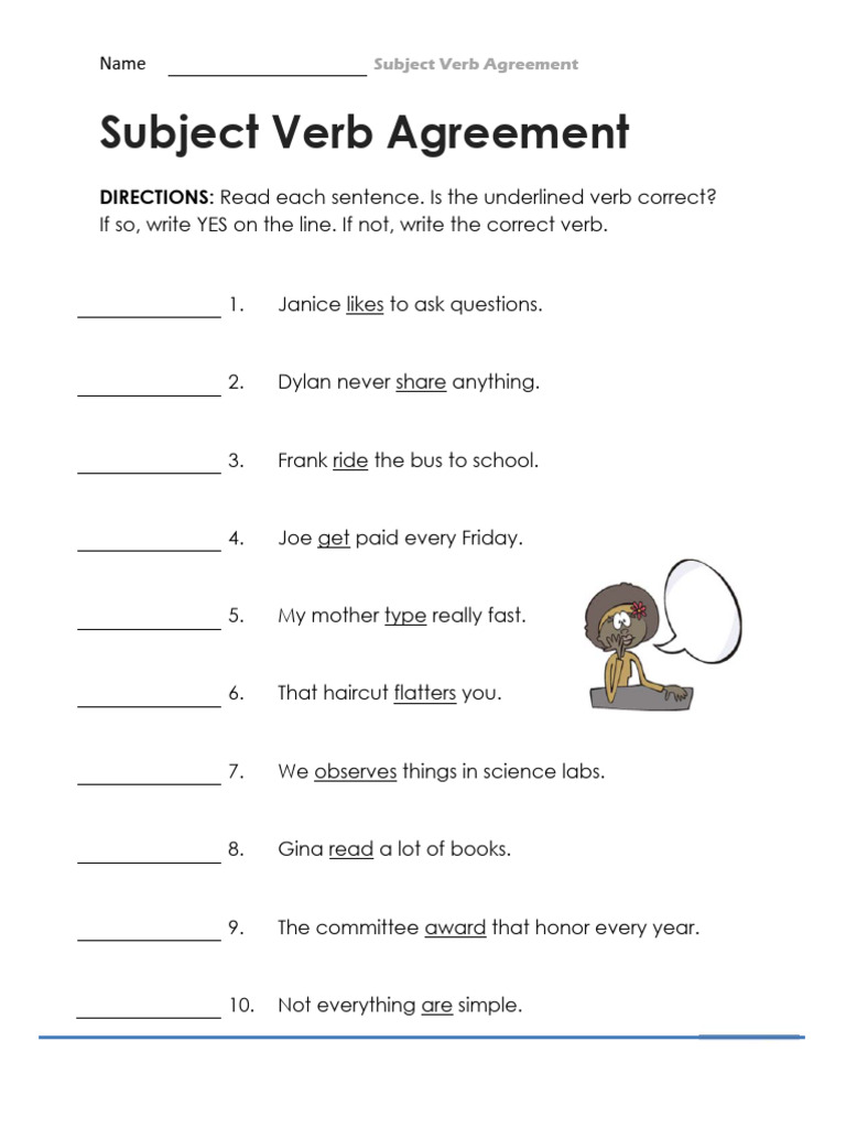 Subject Verb Lesson Pdf Linguistics Languages