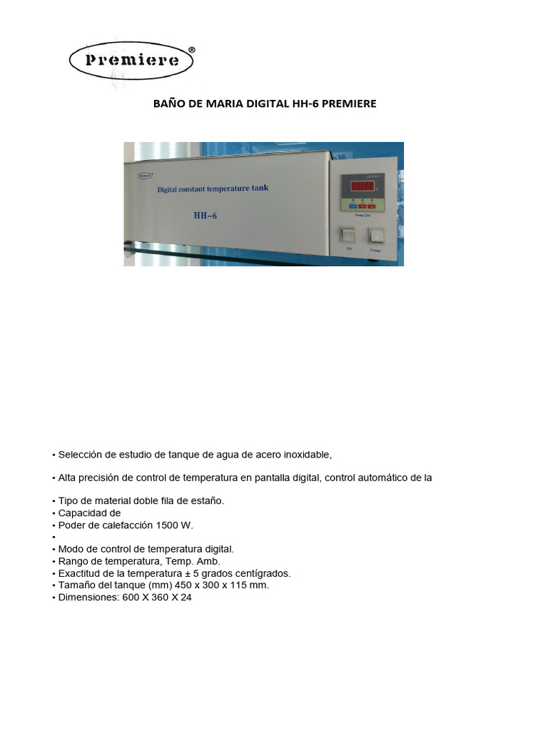 Baño de Maria Digital HH-6 | PDF