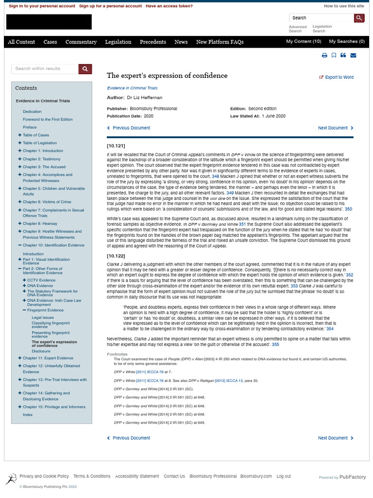 The Expert's Expression of Confidence: Evidence in Criminal Trials ...