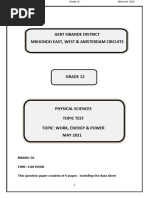 Grade 12 Work, Energy, and Power Test | PDF | Force | Kinetic Energy