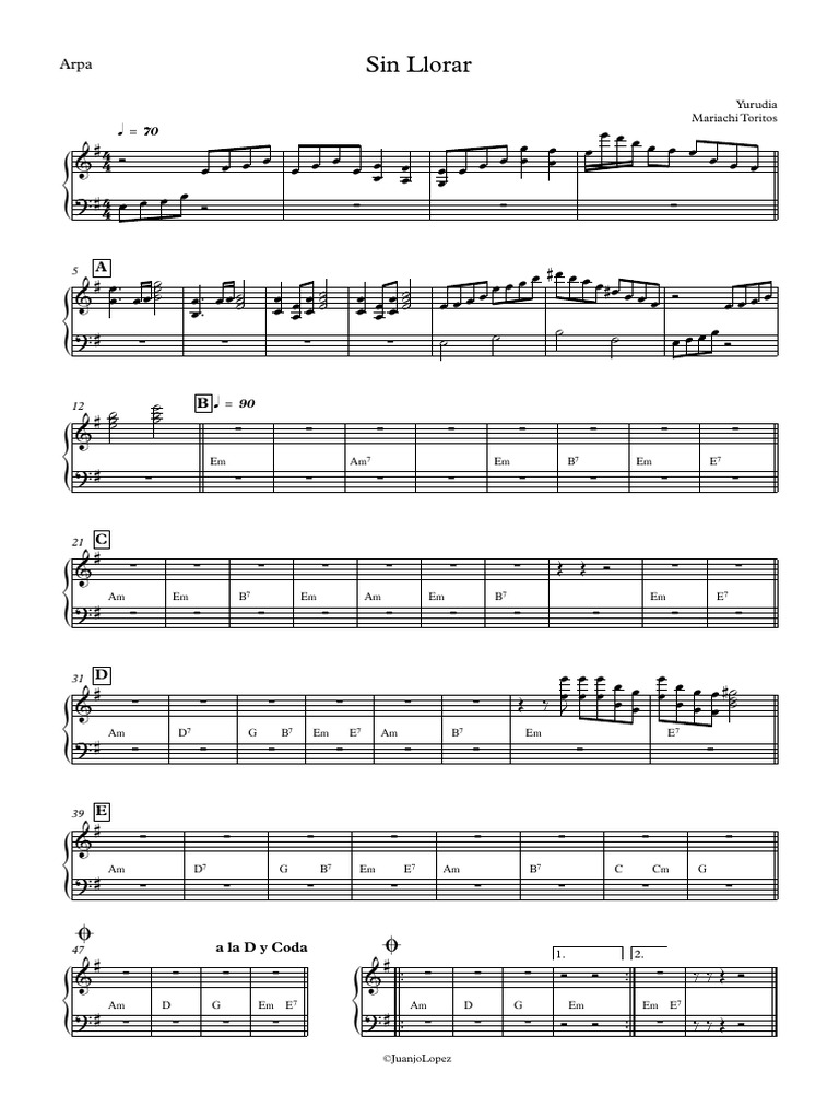 Sin Llorar - Arpa | PDF