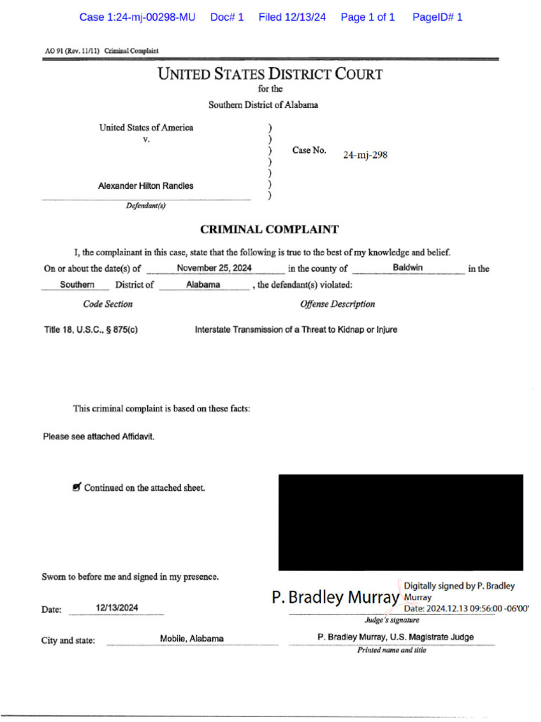 Alexander Randles Criminal Complaint | PDF | American Government ...