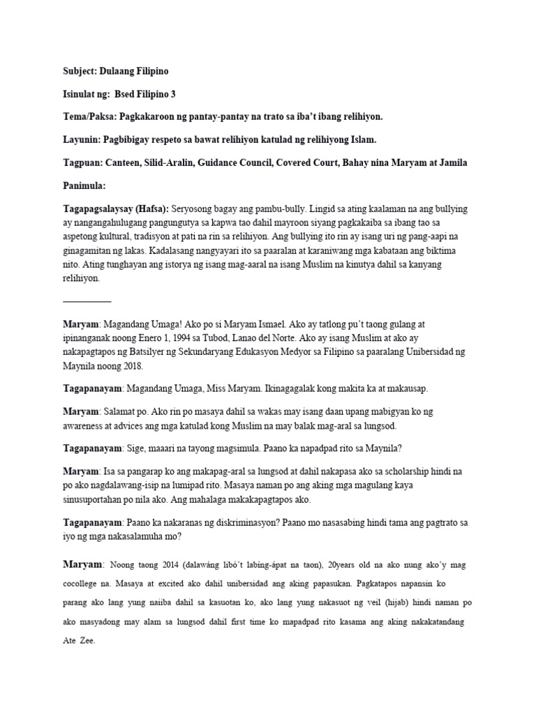 Iskrip Bsed Fil 3 | PDF