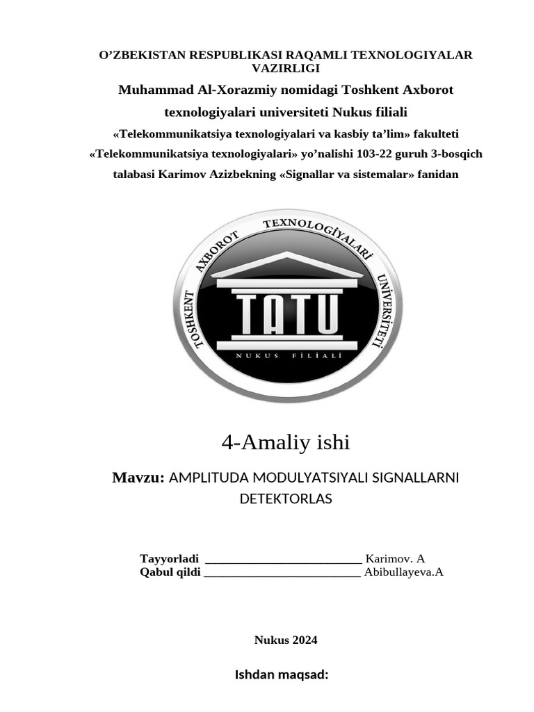 4-Amaliy Ish | PDF