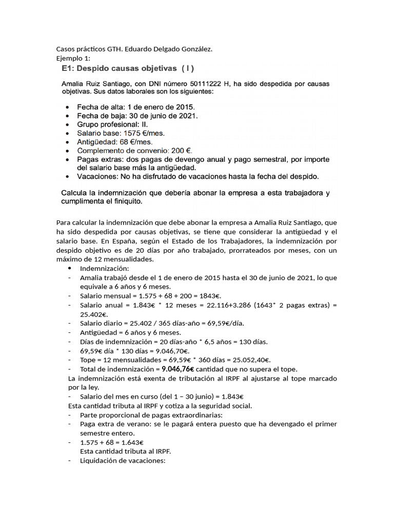 Casos Prácticos GTH | PDF | Salario | Relaciones laborales