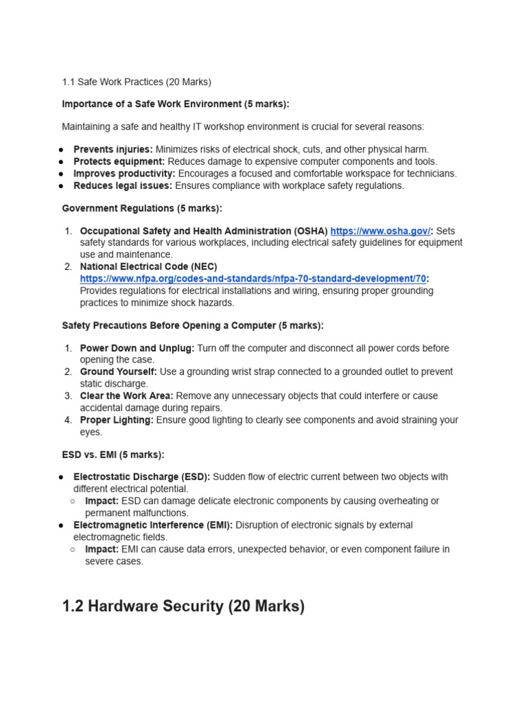 hardware admin assignment | PDF | Electrostatic Discharge | Safety