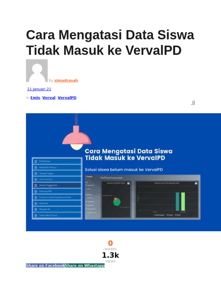 Cara Mengatasi Data Siswa Tidak Masuk Ke VervalPD | PDF
