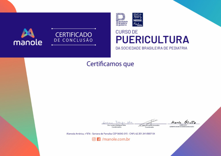 Certificado de Puericultura - Manole | PDF