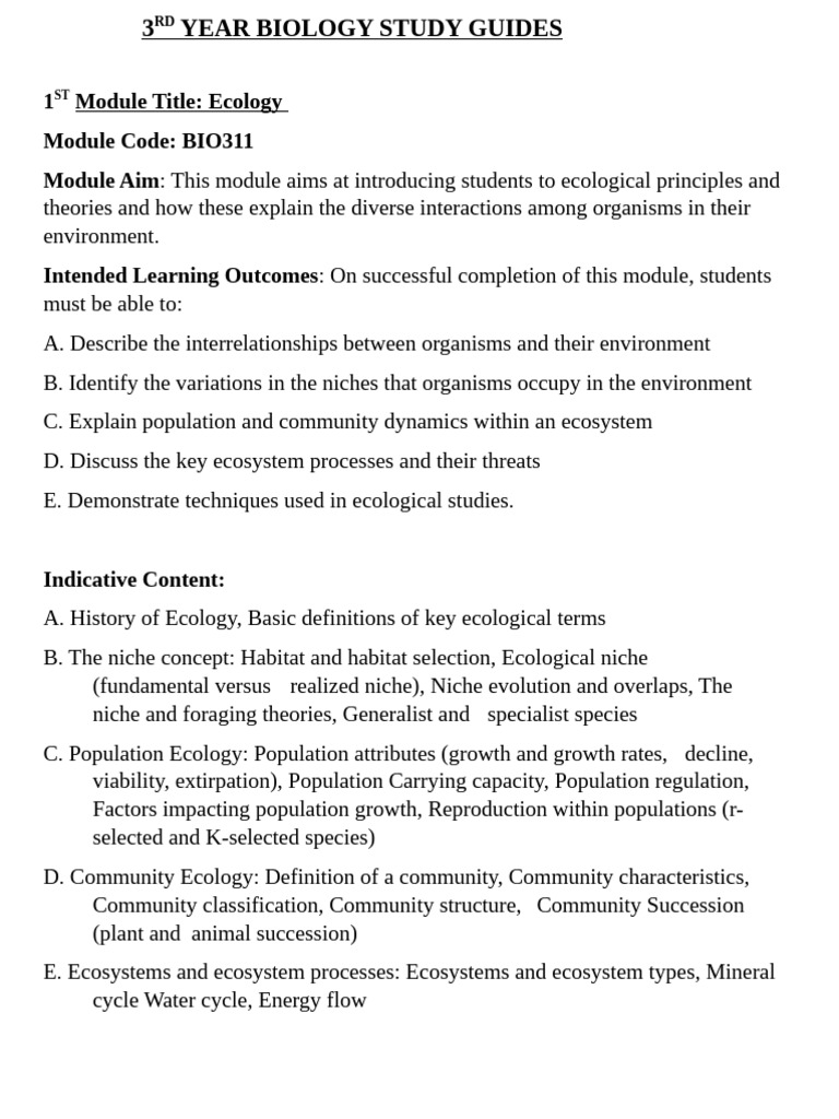 Biology Study Guides | PDF | Ecology | Metabolism