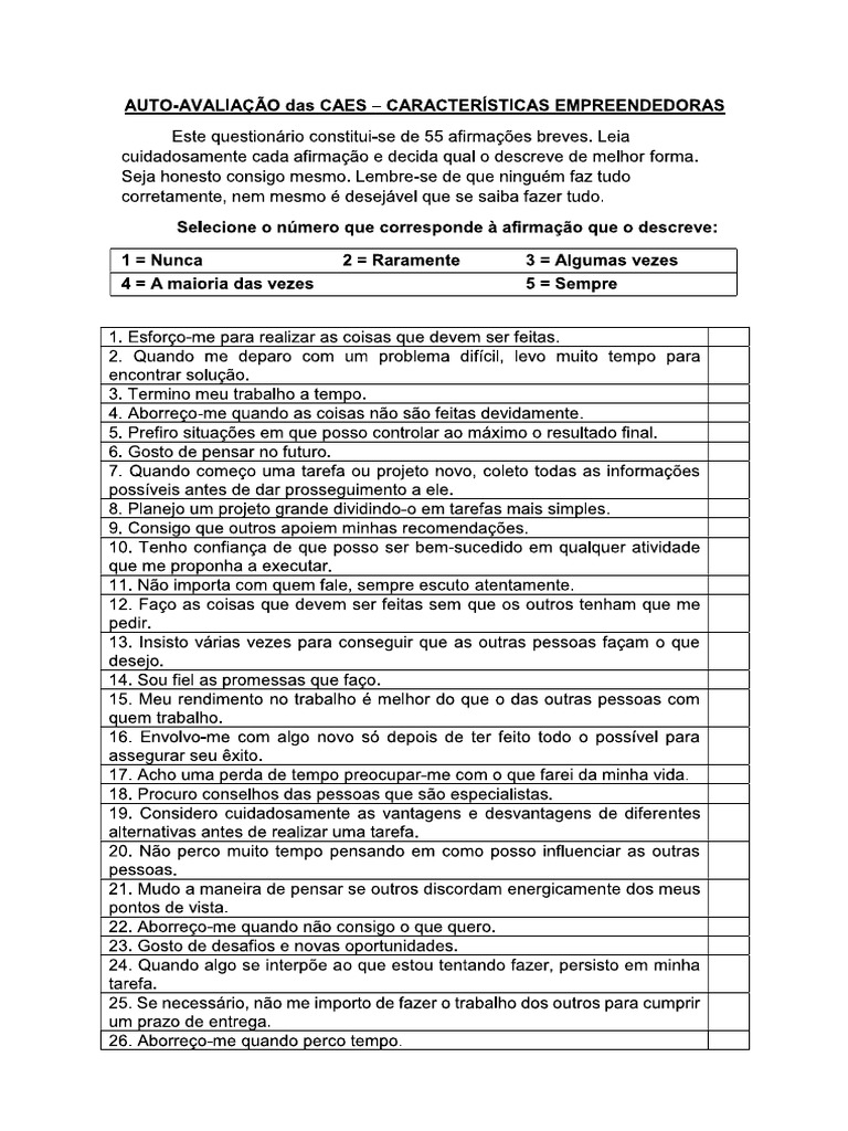 Autoavaliação CAES - 2024 (1) | PDF