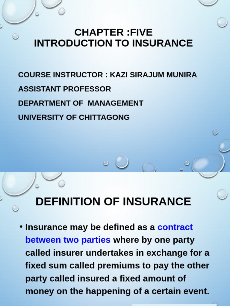 Introduction to Insurance Concepts | PDF | Insurance | Indemnity