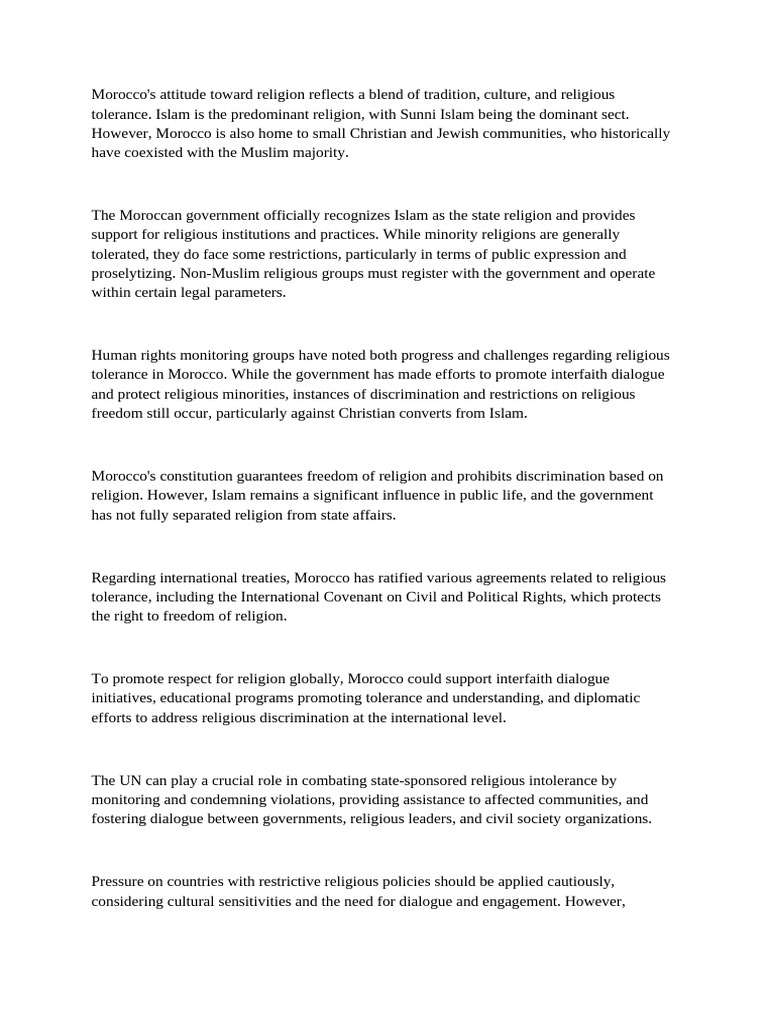 Morocco | PDF | Freedom Of Religion | Toleration