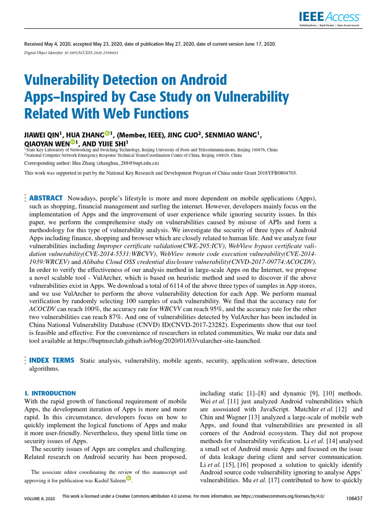 Vulnerability Detection On Android AppsInspired by Case Study On Vulnerability Related With Web ...