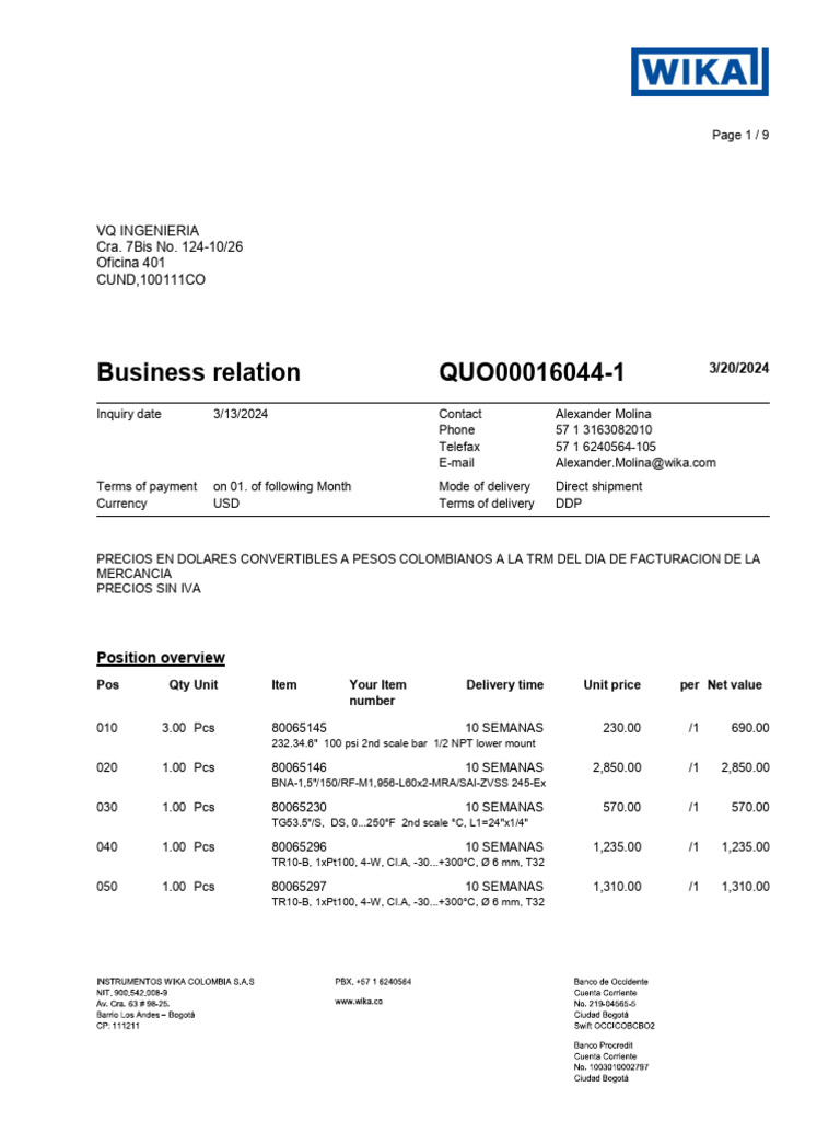 Quotation QUO00016044 VQ | PDF | Sheet Metal