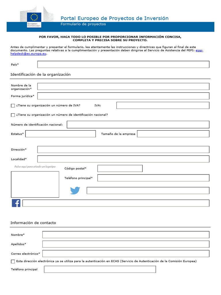 Eipp Project Form Es | PDF | Luxemburgo | Pequeñas y medianas empresas