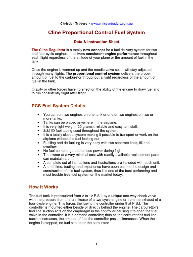 Cline Regulator Operators Manual | PDF | Carburetor | Valve