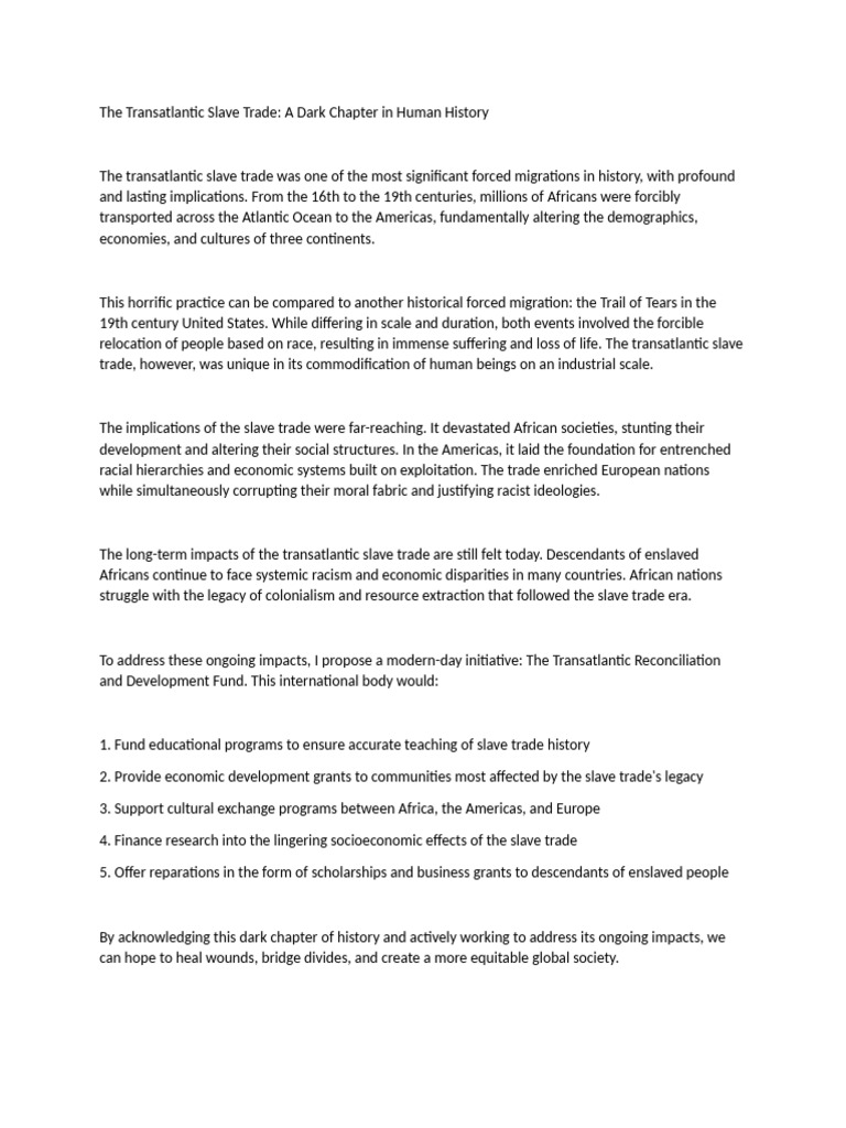 The Transatlantic Slave Trade | PDF