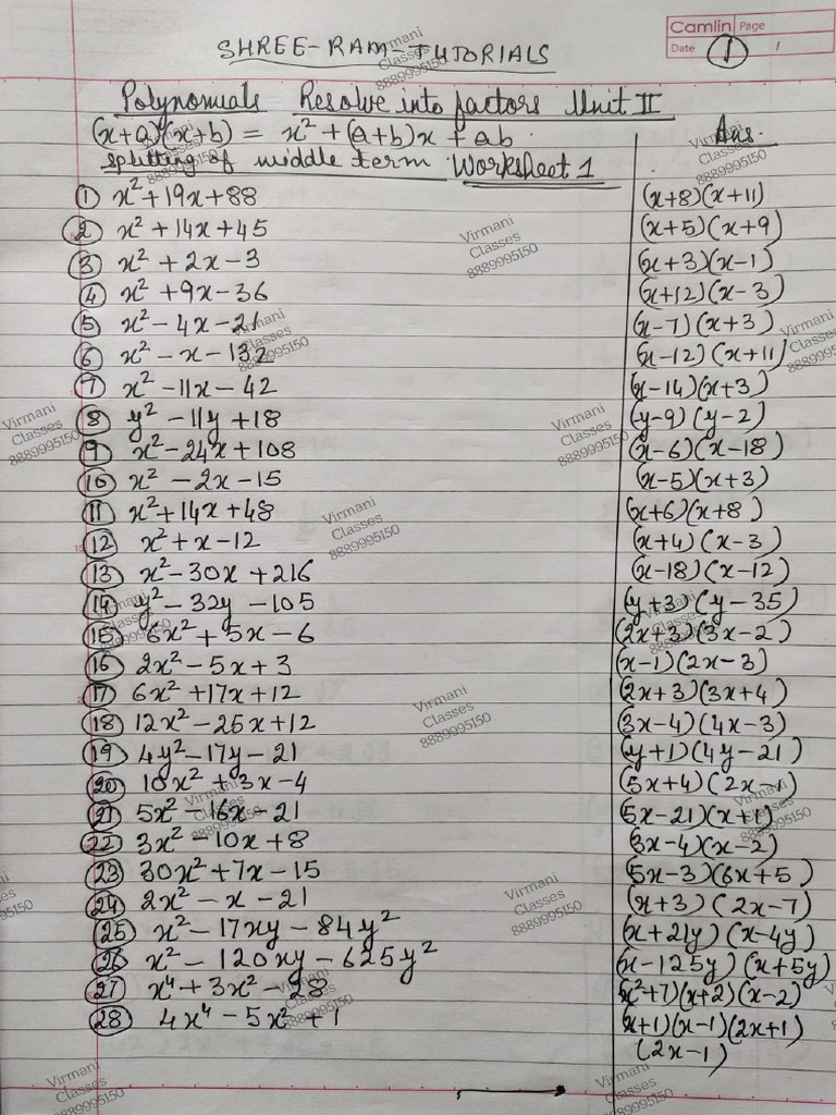 class 9 polynomials unit 2 | PDF
