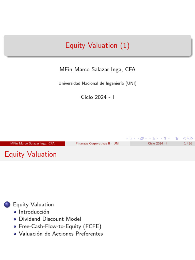 Clase 6 Equity Valuation | PDF | Compartir (Finanzas) | Sector privado