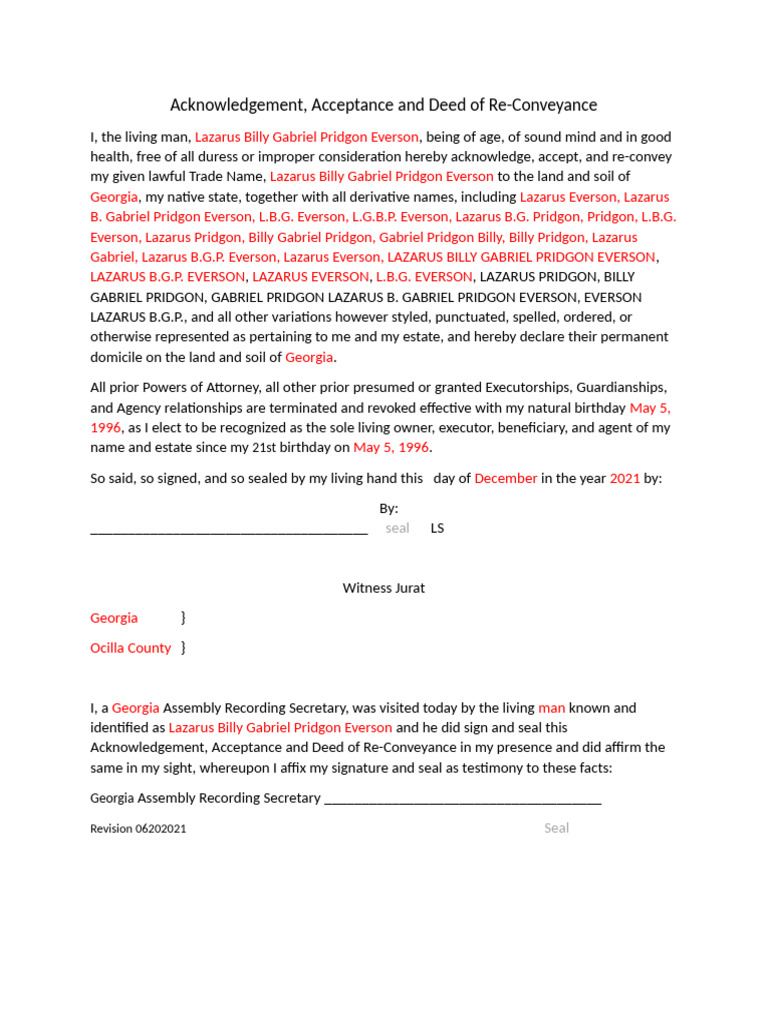 Example Deed of Reconveyance RecSec 1 | PDF | Signature | Property Law