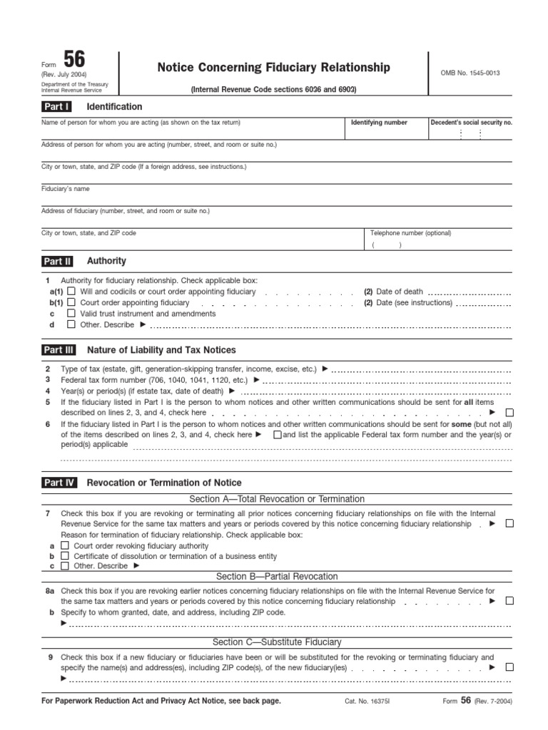 form-56-example | PDF | Bankruptcy | Trustee