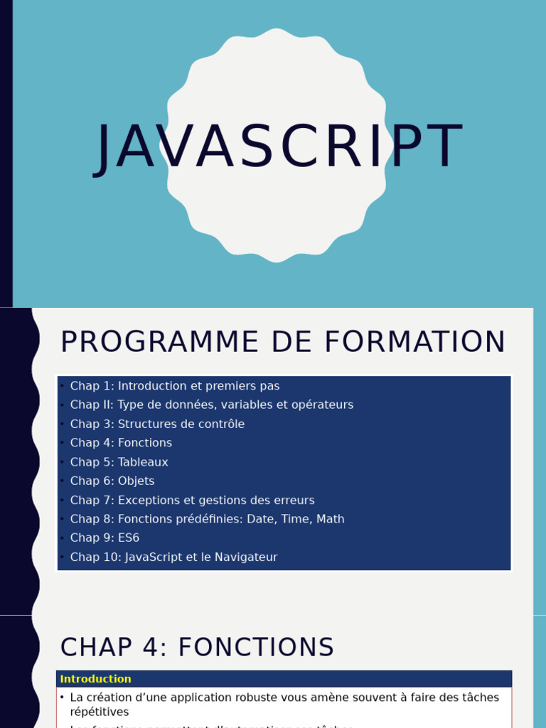 Cours Javascript Notions de Base Chap4 | PDF | JavaScript | Programme informatique