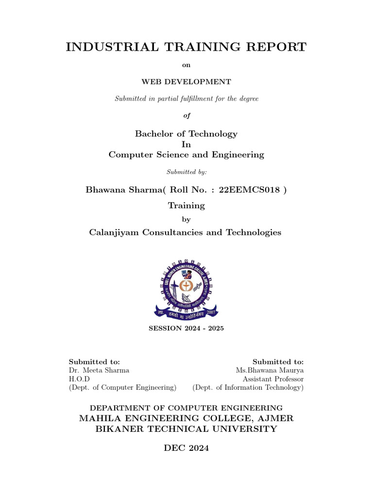 Web Development Internship Report | PDF | Databases | Web Development