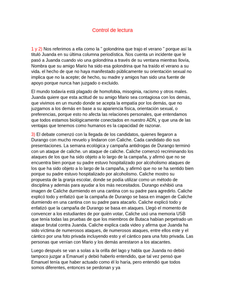 Control de Lectura | PDF