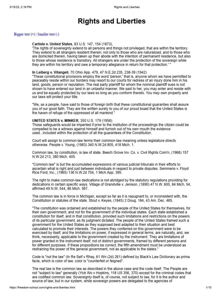 Rights and Liberties | PDF | Common Law | Public Law