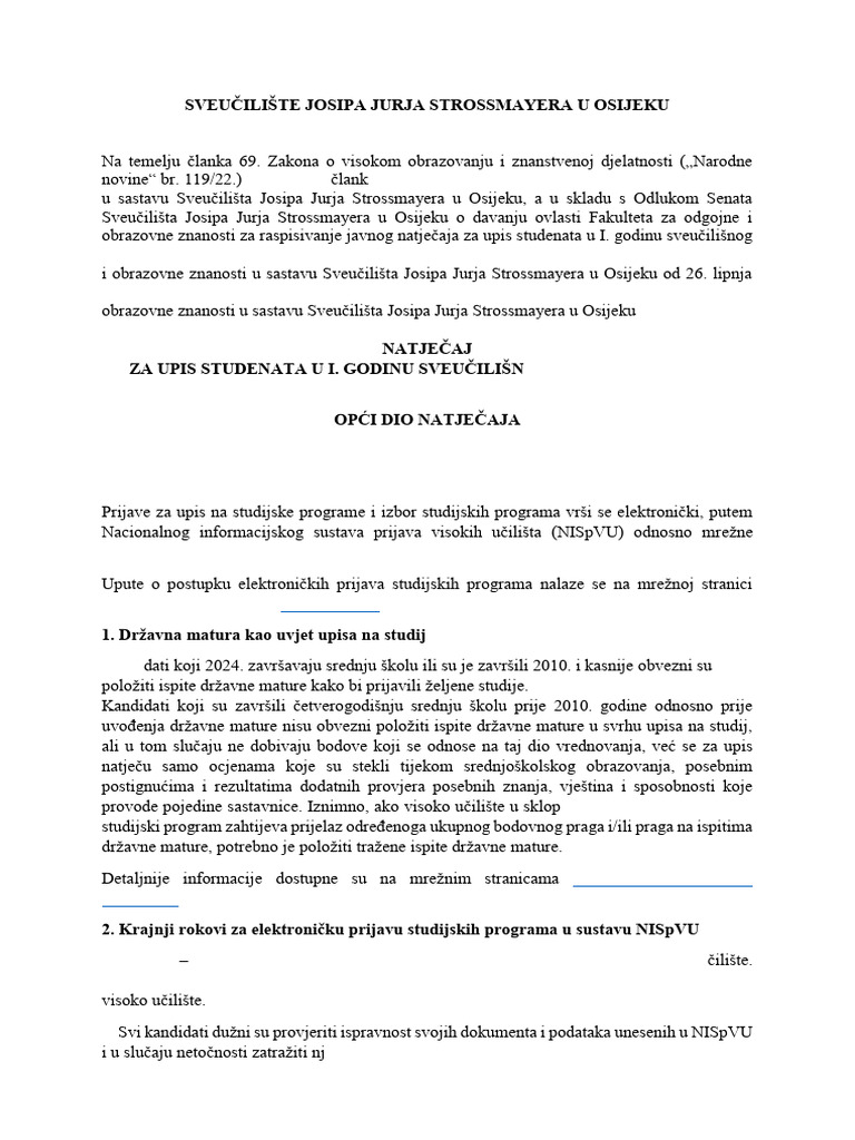 Natjecaj Za Upis - Logopedija 24 - 25 | PDF