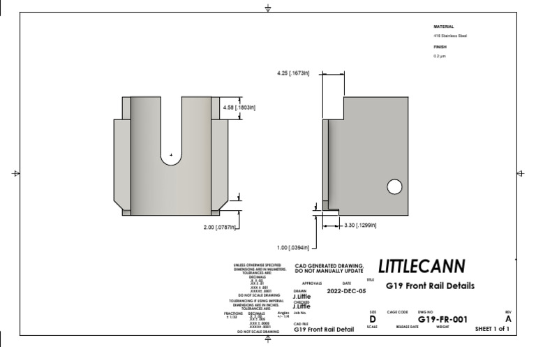 G19-FR-001 - G19 Front Rail Details - 2022-12-05 | PDF