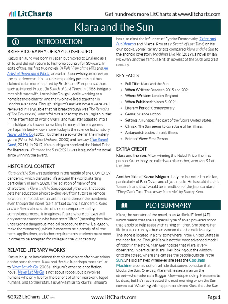 Klara and the Sun Overview and Analysis | PDF