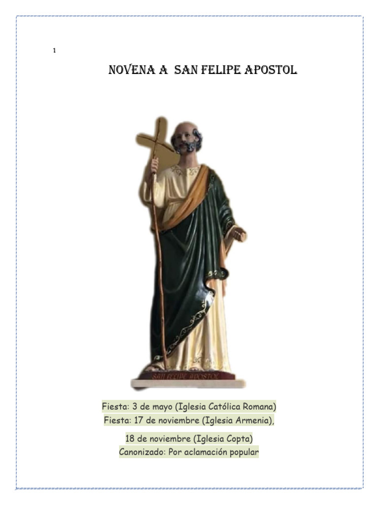 Novena A San Felipe Apostol | PDF | Jesús | Evangelio de juan