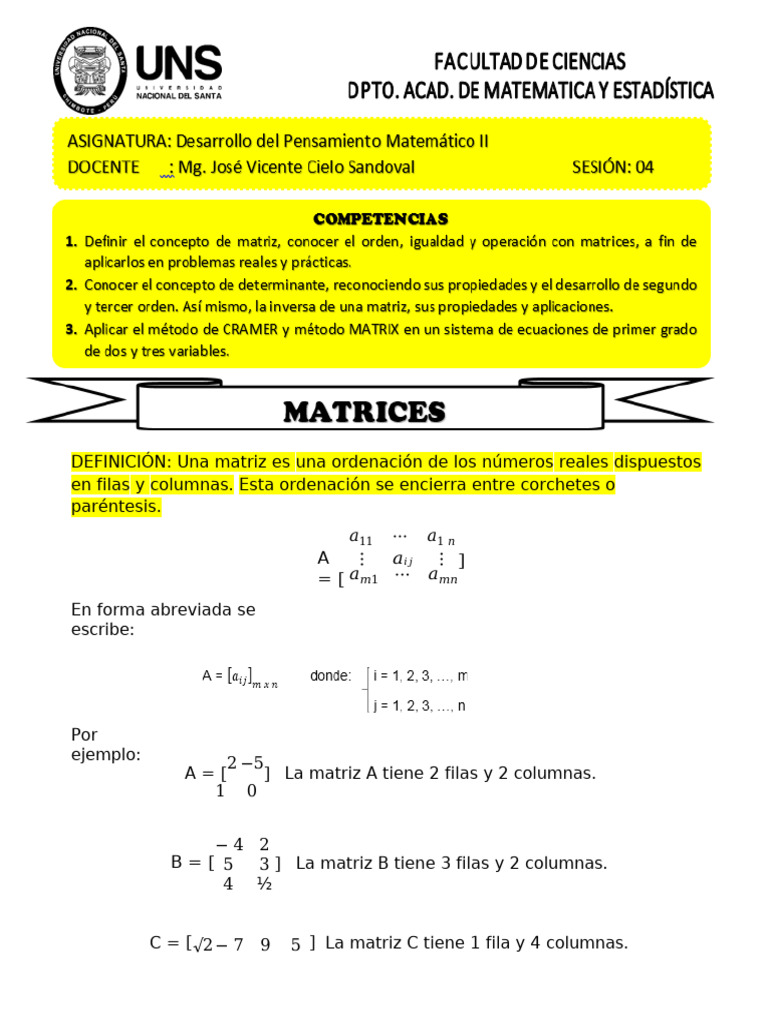 Sesión 04 DPM II JV Cielo | PDF | Matriz (Matemáticas) | Análisis funcional