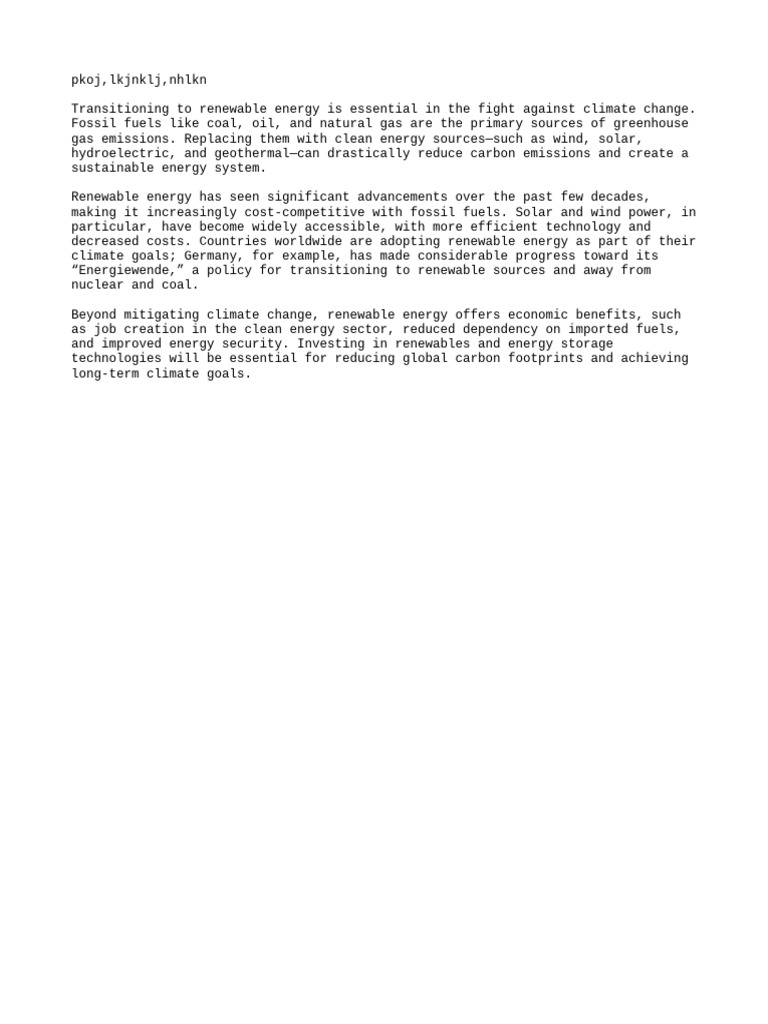 Benefits of Transitioning to Renewable Energy | PDF