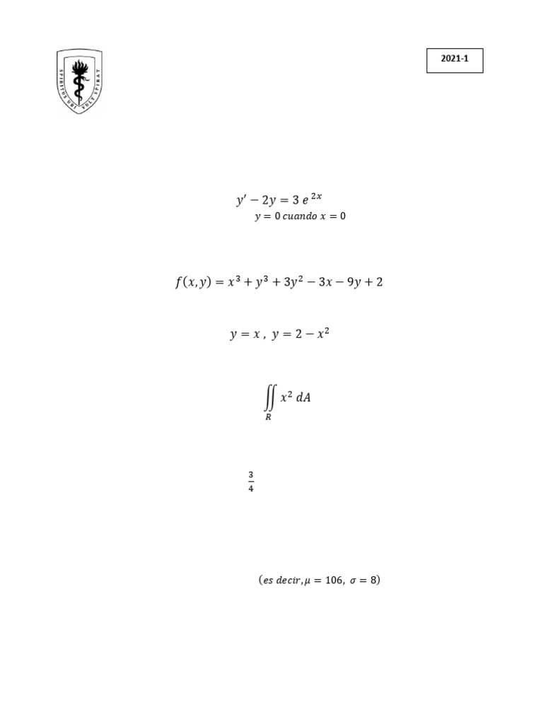 Sustitutorio Examen Final (2021) | PDF | Cálculo | Conceptos matemáticos