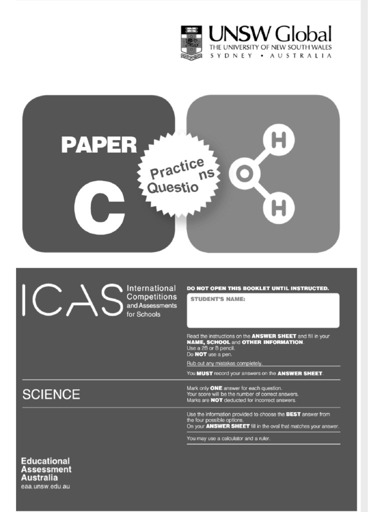 Icas Science Paper C - Practice | PDF