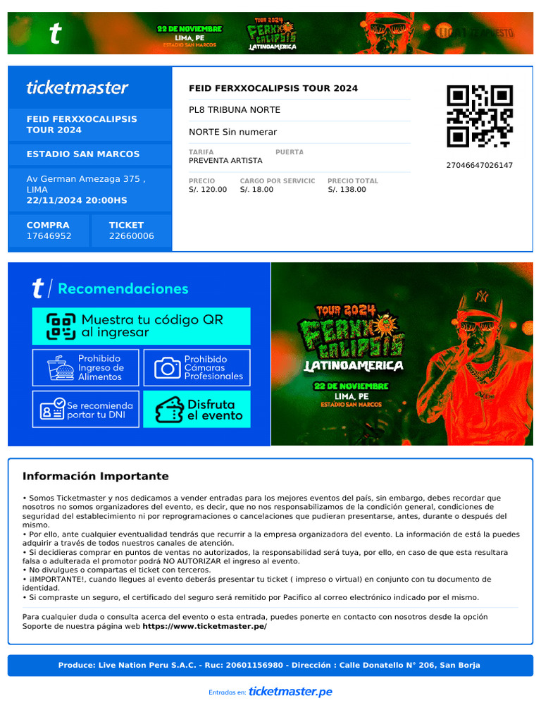 Entradas FEID Ferxxocalipsis Tour 2024 | PDF