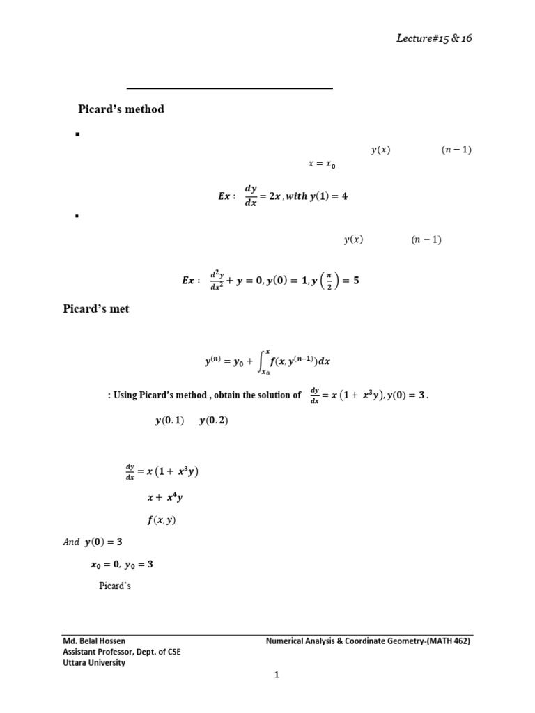 Lecture- 15 & 16 | PDF | Equations | Ordinary Differential Equation